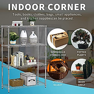 HCY 4-Tier, Shelf Heavy Duty, Shelving Unit NSF Height Adjustable Metal Storage Rack for Laundry Bathroom Kitchen Garage Pantry Organization 1000 LBS Capacity -14''x36''x54'' (Chrome)