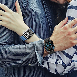 HITZEE Compatible with Apple Watch Band 49/46/45/44/42/41/40/38mm, Double Sided Silicone Magnetic Band Compatible for Apple Watch Ultra 2 Series 10 9 8 7 SE 6 5 4 (42/44/45/46/49mm, Blue Black)