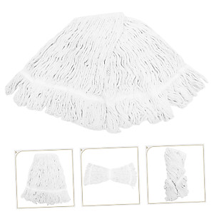STOBAZA Mop Replacement Head Mop Head Floor Cleaning Mop Head Hardwood Floor Cleaner Wet Mop Head Refill Reusable Mop Pad Household Mop Pad Commercial Mop Head White Cotton Thread
