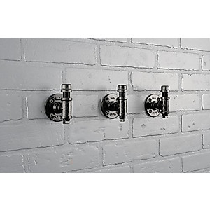 PIPE DECOR Robe and Towel Single Hook Kit Heavy Duty DIY Style, Rustic and Chic Industrial Iron Pipe with Electroplated Black Finish, Wall Mounted, Mounting Hardware Included, Oil + Rust Free (3)