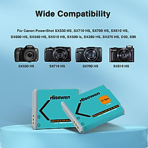 Hisewen NB-6L NB-6LH Batteries 2 Pack and Dual LED Battery Charger for Canon PowerShot SX530 HS,SX710 HS,SX700 HS, SX610 HS,SX600 HS,SX540 HS,SX510 HS, SX500 is,SX280 HS,D30,S90