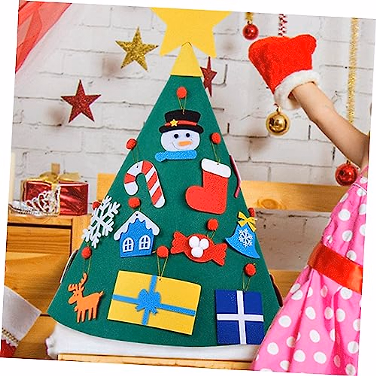 Toyvian 1 Set Christmas Toys Decorations for Home Christmas Ornaments Toddler Arts and Crafts Kids DIY Christmas Tree DIY Felt Christmas Ornaments Felt Wall Christmas Tree Non-Woven Toy 3D