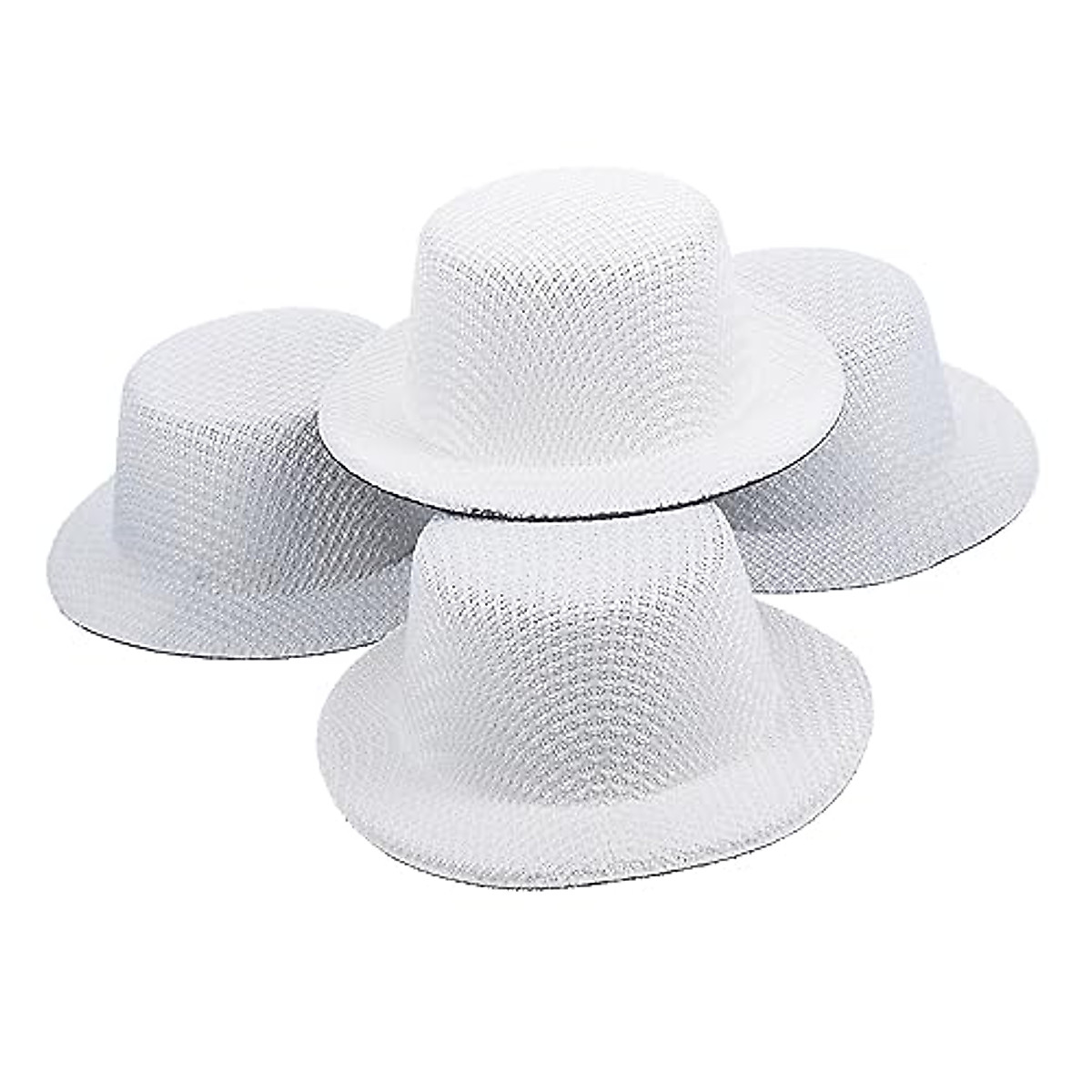 Abaodam Doll Hat 16 pcs Craft Crafts Topper Wide White Fedoras Snowmen Felt Snowman Tops Ornament - Decorative Cap Small Panama Magician Christmas Accessories Flat Decor for Miniature