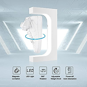 UVEHAS Floating Shoe Display, Levitating Rotating Sneaker Display Stand Acrylic Magnetic Suspension Shoe Display Holder with LED Light for Shoes Store Advertisement Exhibition Home Decor Gifts