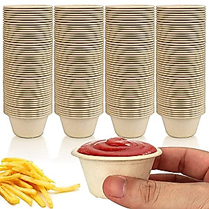 Cmkura 200 Pack 2oz Disposable Souffle Cups, Bagasse Fiber Souffle Cups Portion Cups Sample Cups Tasting Cups Condiment Cups for Salad Dressing Sauce Souffle and Salsa