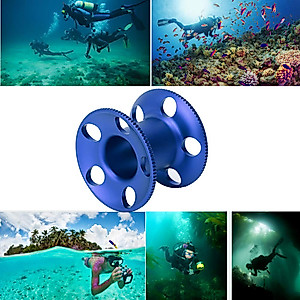 Aluminum Alloy Diving Reels, Lightweight Underwater Finger Spool Reel for Free Diving Snorkeling (Blue)