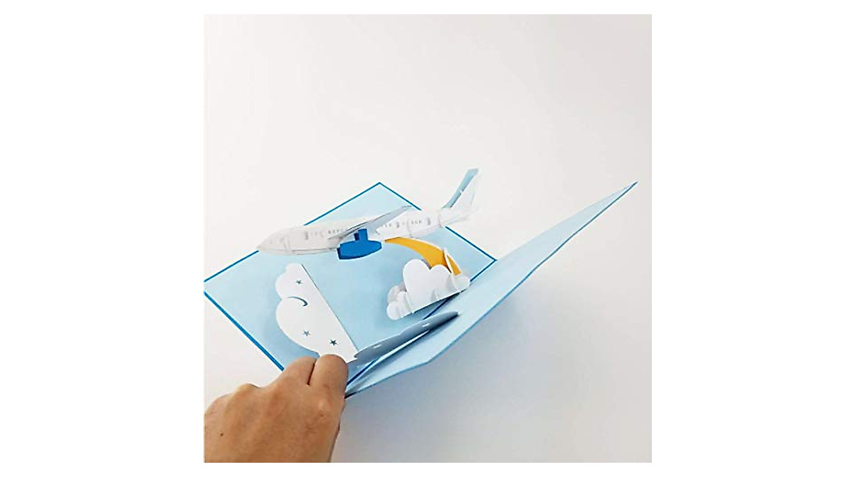 Jet Airplane Pop Up Card - Unique 3D Greeting for Travelers & Celebrations