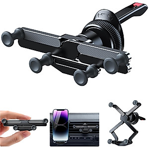 xuenair Car Phone Holder Vent, [Easiest Operation] Gravity Automatic Phone Holder for Car, [Aluminum & Compact] Vent Phone Mount for Car, Android Car Phone Holder iPhone 15 Pro Max-Black