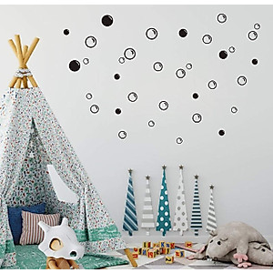 90 Large Soap Bubbles Wall Decals, Bathroom Decals, Wall Art, Vinyl Stivkers for Bathroom, Bedroom, Nursery Decor(A35) (Black)