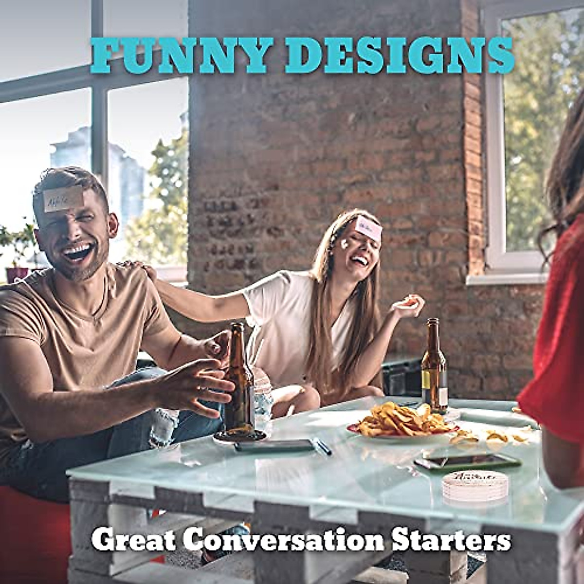 Funny Coasters for Coffee Table - 6 Sarcastic Absorbent Stone Cork Drink Coasters, Farmhouse Bar Coasters for Drinks with Holder, Cool Housewarming Gift, New Home - Cup Coster for Wooden Table