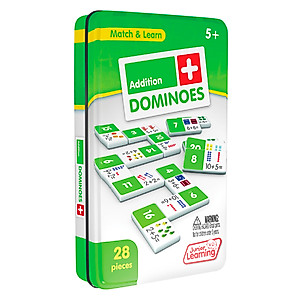 Junior Learning JL481 Addition Dominoes, Multi 7.8 H x 4.7 L x 1.5 W,White