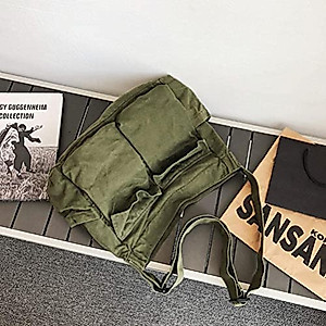 Messenger Bag Unisex Canvas Shoulder Bag Large Capacity Crossbody Bag with Multiple Pockets Vintage Hobo Shoulder Tote Bag (green)