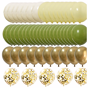 Olive Green Gold Balloons 12inch – Ivory White Pastel Yellow Green Balloons for Baby Shower Wedding Birthday Party Decorations 60 packs (Lime Green)