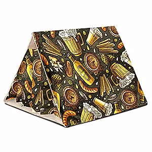 Y-DSIWX Guinea Pig House Bed, Rabbit Large Hideout, Small Animals Nest Hamster Cage Habitats Summer Beer Print
