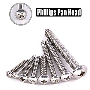 Hilitchi 275-Piece Stainless Steel Phillips Round Pan Head Self Tapping Screw Assortment Kit (Round Pan Head)