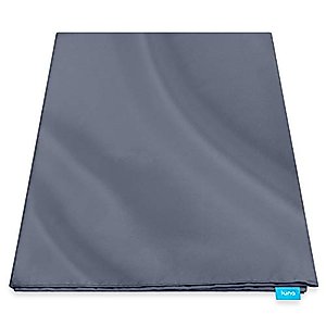 [Premium Removable Duvet Cover for Weighted Blankets] by Luna - Silky Bamboo Fiber Weighted Blanket Cover- 8 Tie System for Secure Fastening [Queen Size - 60" x 80"] [Dark Grey]