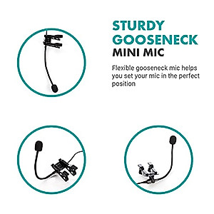 Movo ACM400 Flexible Gooseneck Omnidirectional Microphone for Motovlogging Moto Vlog Action Cam Helmet Mic - Clip on Microphone for Motorcycle Vloggers - Compatible with GoPro Media Mod