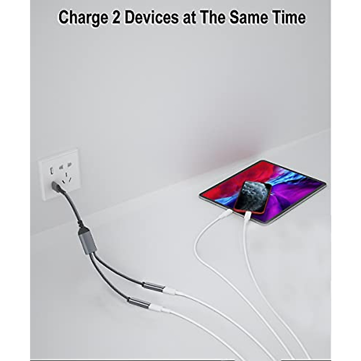 Elebase USB Male to Double USB C Female Adapter,Type A Charger Cable Dual Two 2 Splitter for MagSafe,Apple Watch iWatch Series 7,AirPods,iPhone 11 12 13 Pro 14 Max,SE,iPad 8 9 10 Air 4 5 Mini 6