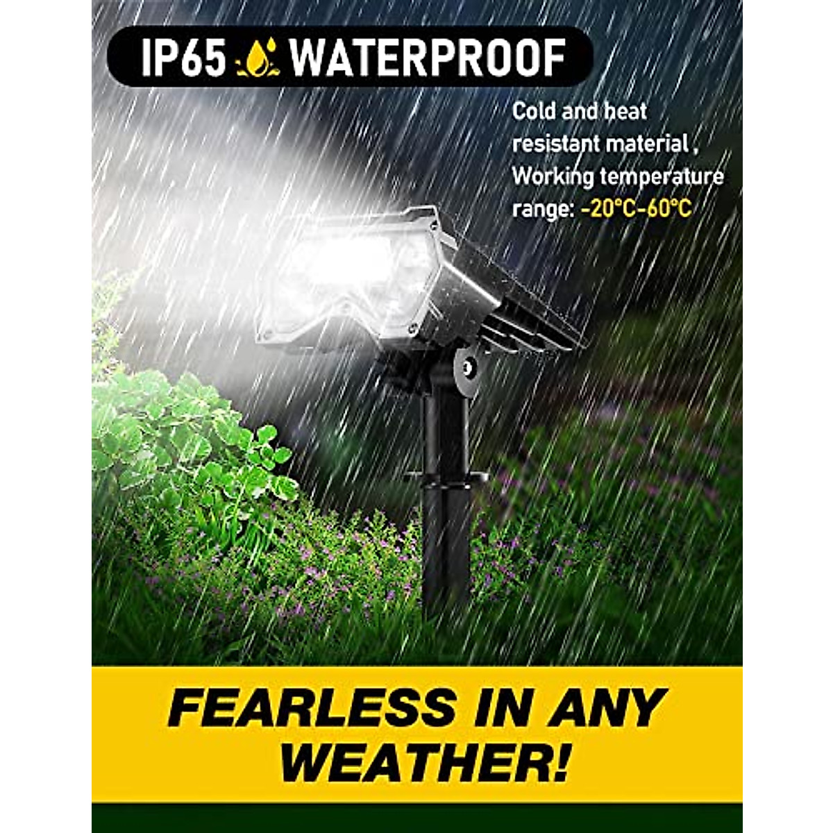 BRILLANFIRE Solar Lights Outdoor, 2-in-1 Solar Lights for Outside, Solar Powered Spot Lights Outdoor Waterproof, Outdoor Solar Lights for Walkway Yard Garden Patio Driveway, 4 Pack，Black