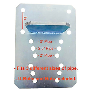 Solar Panel Array Top of Pole Ground Mount Bracket 2" - 2.5" - 3" Pipe Universal Bolt On