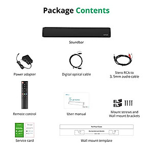Bestisan Sound Bar, Home Audio TV Soundbar Speaker, Wireless Bluetooth 5.0 Soundbars for TV/PC/Projectors, Opt/Coax/Aux/USB,(24 Inch, 3 EQ Modes, 3D Surround Sound)