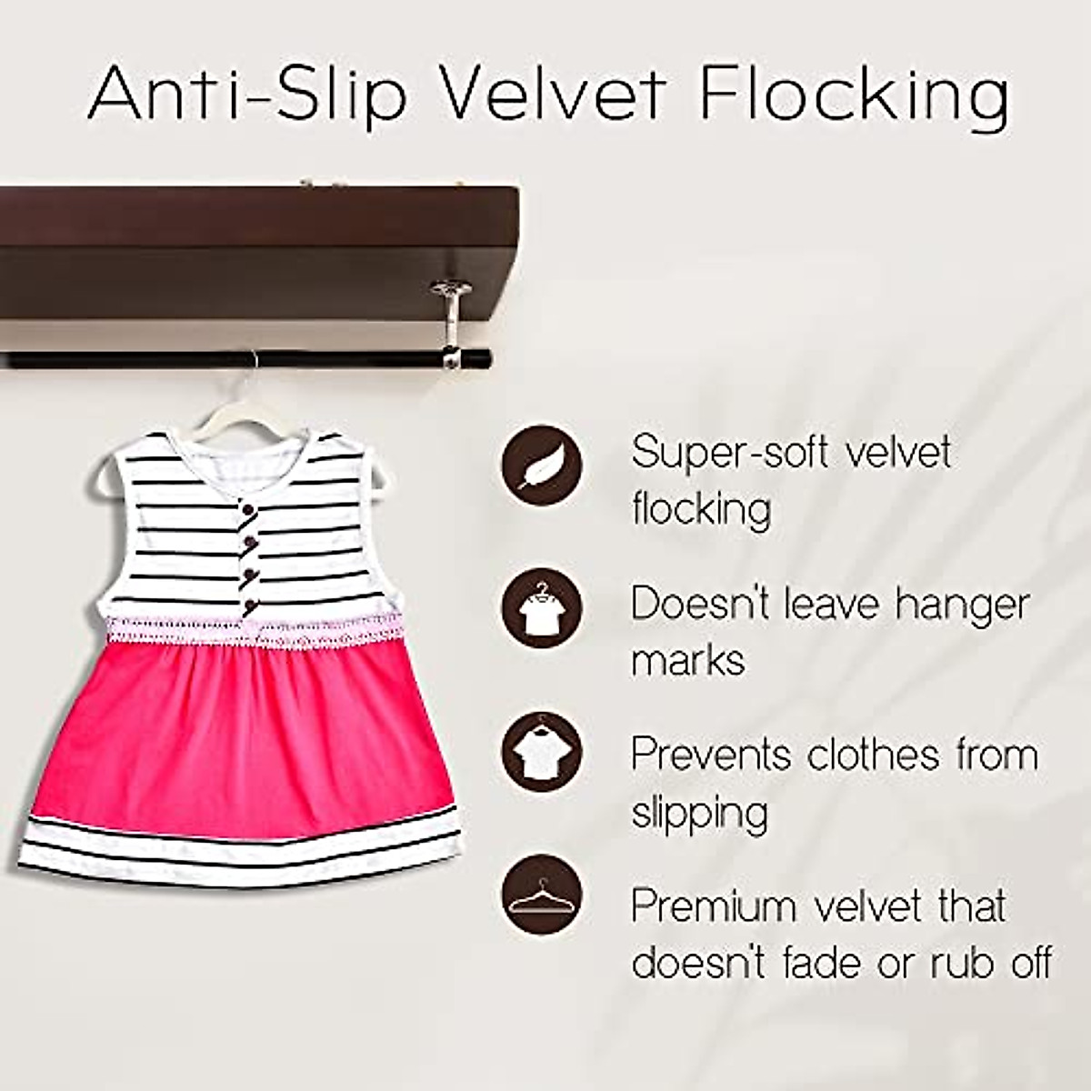 Sleek Pick Premium Children Hangers Velvet Ivory, 70 Pack,7.9 x 13.8” Non-Slip Felt Hangers, Heavy Duty Ultra Slim Kids PreTeen Hangers, Space-Saving Hangers 360 Hooks, Contoured Notched Shoulders