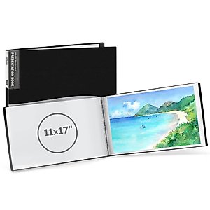 Dunwell 11x17 Portfolio Binder (Black, Horizontal), Presentation Book with 24 Pockets, Large 11 x 17 Art Portfolio Folder, Acid-Free Poly Cover and Sleeves
