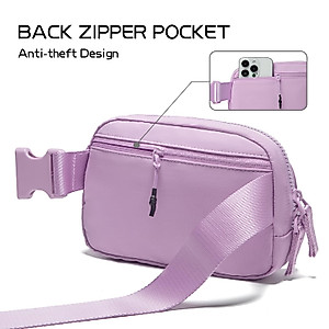 Belt Bag for Women Two-Way Zipper Cross Body Fanny Pack Fashion Waist Packs Everywhere Belt Bag with Adjustable Strap Gifts for Teen Girls Women Men (Lavender)