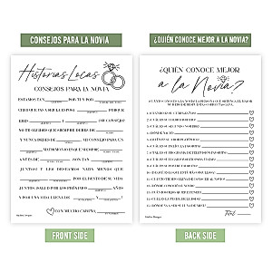 Minimalist Spanish Bridal Shower Games 20 Guests - Juegos Para Despedida De Soltera En Español, Wedding Shower Games, Bridal Shower Bingo In Spanish, Popular Bridal Shower Games Spanish Edition
