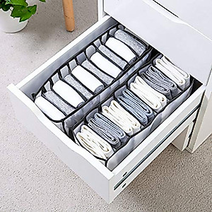 Narvei Underwear Drawer Organizer 1 Pc Foldable Closet Clothes Dividers Boxes Includes 7/11 Cell Collapsible Closet Compartments Storage Box for Bras Socks Underpants Panties and Ties (Black-11)
