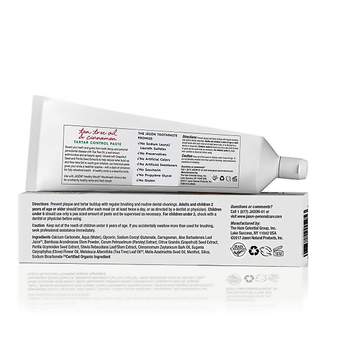 Jason Healthy Mouth Tartar Control Fluoride-Free Paste, Tea Tree Oil & Cinnamon, 4.2 Oz (Packaging May Vary)