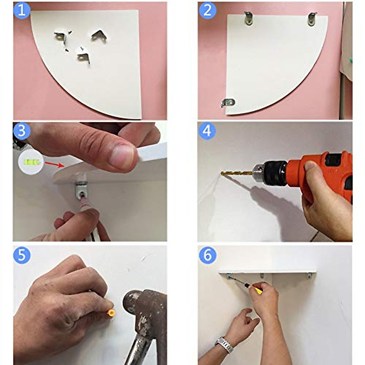 PIBM Stylish Simplicity Shelf Wall Mounted Floating Rack Shelves Storage Bedroom 3 Pieces Set,Radius 22Cm / 25Cm / 28Cm,2 Types Avaliable,White, 1# , Radius 28cm