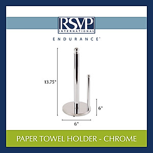 RSVP International Kitchen Collection Countertop Paper Towel Holder, 6x13.75, Chrome