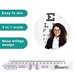 Ultrassist Pupillometers for Measuring Pupillary Distance (PD), Transparent PD Ruler, Essential Tool for Single PD or Dual PD Measurement