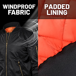 TACVASEN Mens Jackets Navy Bomber Jacket Winter Warm Coats Thicken Sportswear Zip pockets, S