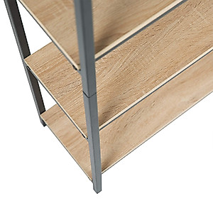 Cloud Mountain Finefind 4 Shelf Wood and Metal Industrial Open Bookcase Tall Modern for Home Office Storage, Charter Oak Finish