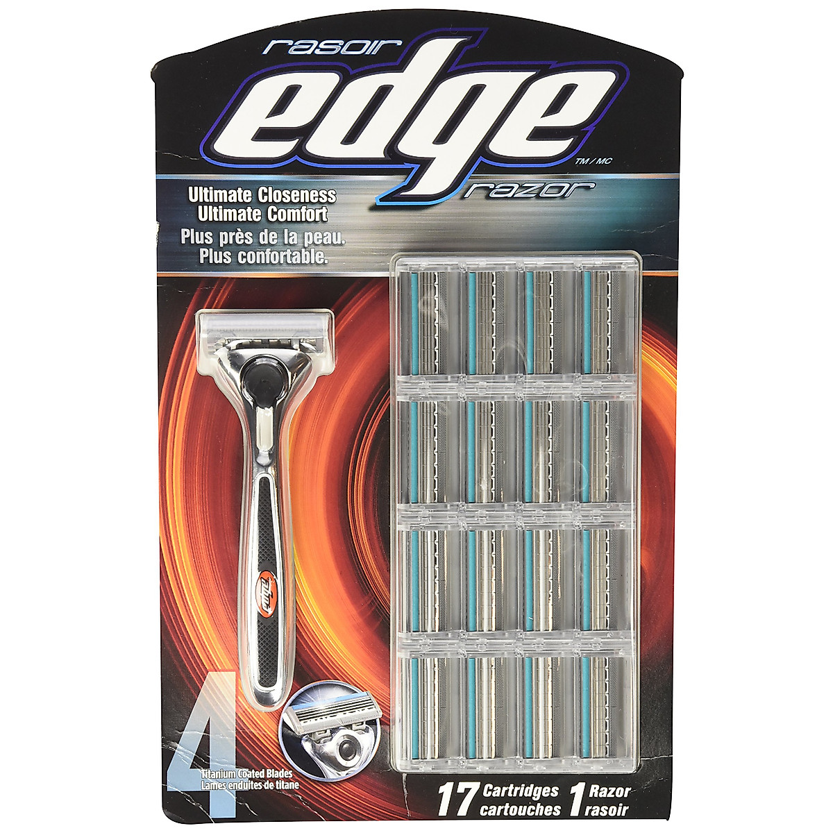 Edge 4-Titanium-Blade Razor with 17 Refills