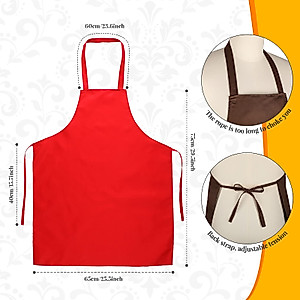 14 Packs White Aprons Red Wine Blue Green Black Coffee White Paint Apron Machine Washable Blank Bib Apron Plain Aprons for Adults Kids Long Tie Unisex Aprons for Cooking BBQ DIY Painting Crafting