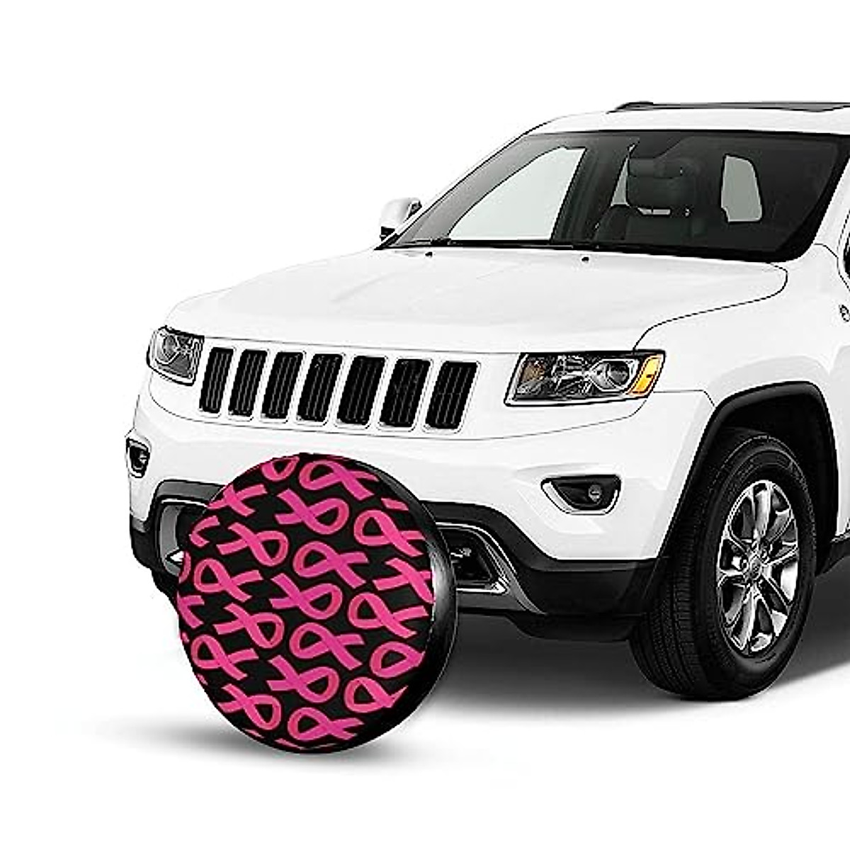 Breast Cancer Awareness Spare Tire Cover Wheel Protectors Weatherproof Wheel Covers Universal Fit for Trailer Rv SUV Truck Camper Travel Accessories 14 Inch in