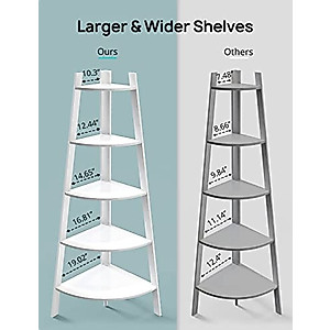 Evajoy Corner Shelf, 5 Tier Corner Shelf Tall Rustic Multipurpose Bookshelf with 1.96'' Wide Frame, Industrial Ladder Shelf and Plant Stand with Support Foot Pads for Living Room, Home Office