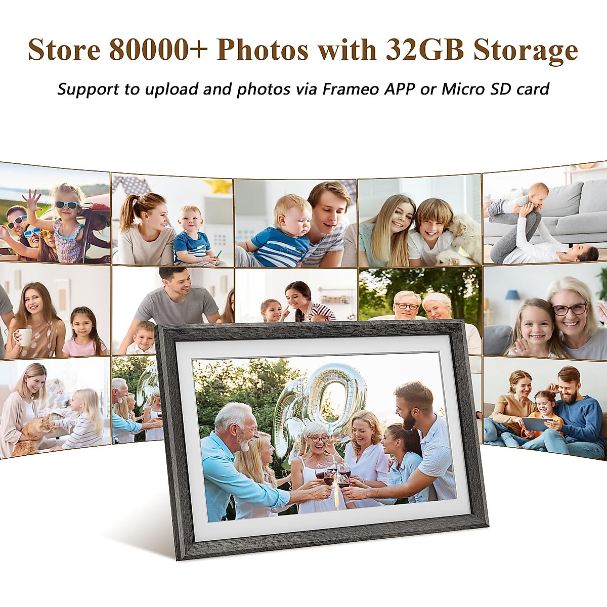 FRAMEO 15.6 Inch 32GB WiFi Digital Photo Frame 1920 * 1080 IPS FHD Touch Screen Smart Digital Picture Frame, Wall Mountable, Auto-Rotate, Share Moments Instantly via Frameo App from Anywhere