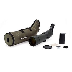 Celestron – TrailSeeker 80mm Angled Spotting Scope – Fully Multi-Coated XLT Optics – 20-60x Zoom Eyepiece – Waterproof & Fogproof – Rubber Armored
