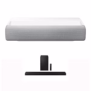 Samsung SP-LSP9T 130" The Premiere 4K Smart Laser Short-Throw Projector with a Samsung HW-Q600A 3.1.2 Ch Dolby Atmos Soundbar with Wireless Subwoofer (2021)