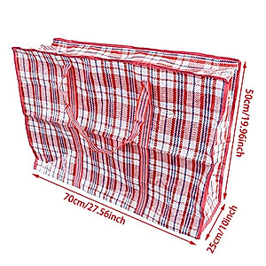 80L Extra Large Storage Bag SQXBK 70x50x25cm/28x20x10inch Red Checkered Water Resistant Organizer Bag Moving Bag Carrying Tote with Zipper and Carrying Handle for Clothes Bedding Comforter, Pillow