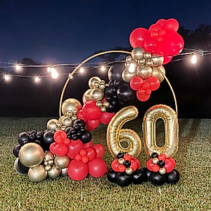 Red and Black Balloons, 120pcs Red and Black Gold Balloon Garland Arch Kit for Casino Theme Party Decorations, New Year, Hollywood Theme Party Decoration