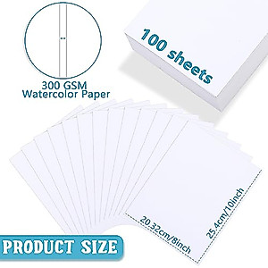 Spiareal 100 Sheets Watercolor Paper Bulk 140 lb/300 GSM White Cold Press Paper Blank Cotton Art Paint Paper White Water Color Paper Pad for Kids Child Students Adults Artists Drawing(8 x 10 Inch)