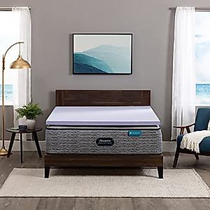 BEAUTYREST, Lavender Colored, Aloe Gel Bead, Pressure Relieving Memory Foam Mattress Topper, 2 inch, Queen