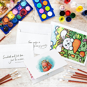 100 Pack White Blank Cards and 100 Pack Envelopes 4x6, Note Greeting Cards and Envelopes Set, Folded Cardstock with Self-Seal Envelopes for DIY Greeting Thank you Cards, Invitations in All Occasions