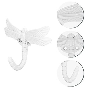 ARTIBETTER 2 Sets Dragonfly Hook Wall Art Key Holders Laundry Utility Wall Racks Dragonfly Decorative Hook Hat Rack Heavy Duty Hook Dragonfly Key Hanger Clothing White Hand Towel Wrought Iron