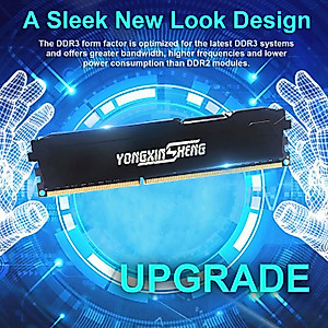 Yongxinsheng DDR3 8GB Kit (4GBx2) Desktop RAM 1600MHz PC3-12800 UDIMM Non-ECC Unbuffered 1.5V 2Rx8 Dual Rank 240 Pin CL11 PC Computer Memory Upgrade Module (Black)